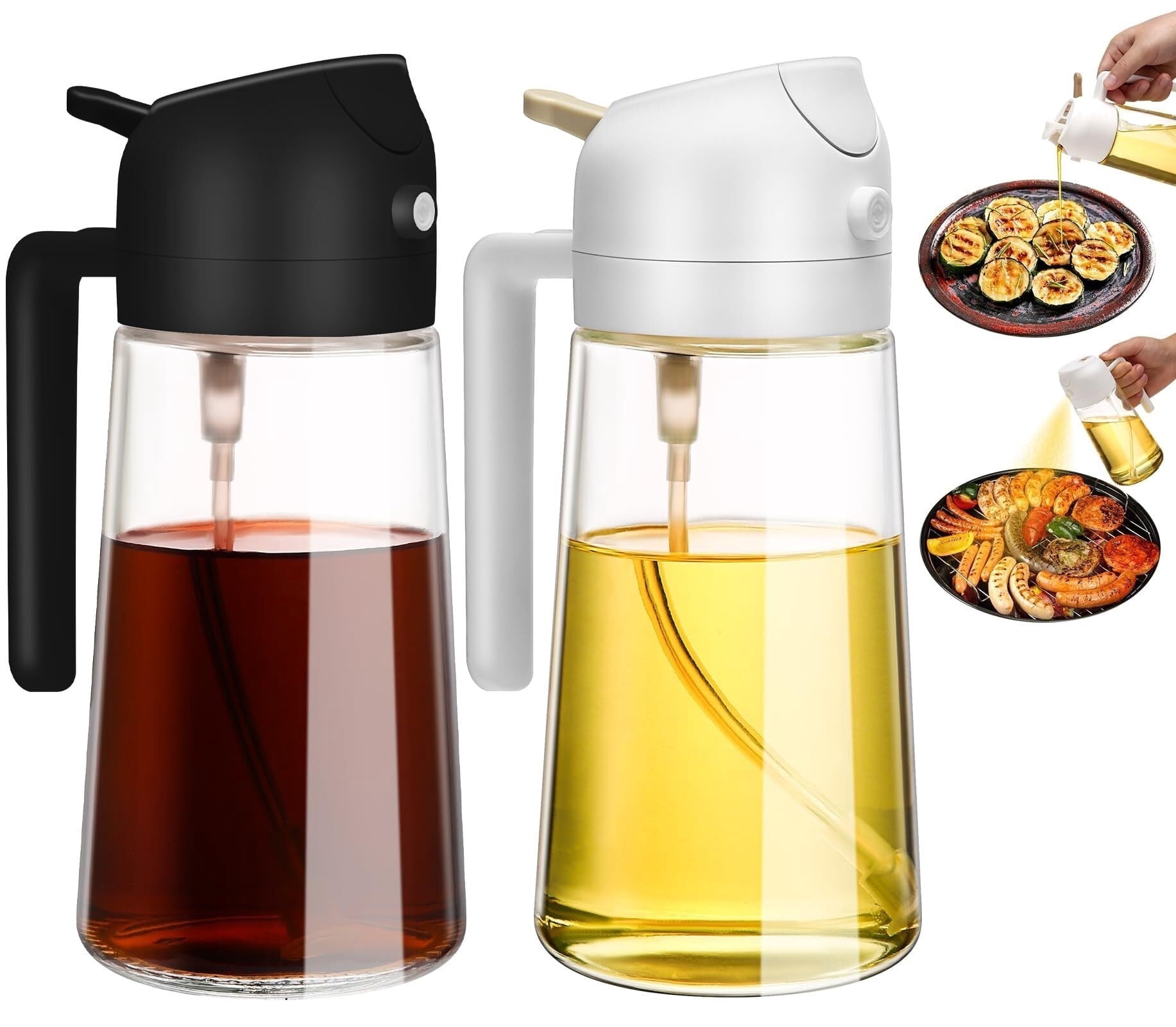 2 Pack Olive Oil Sprayer for Cooking - 2 in 1 Oil Dispenser and Oil ...