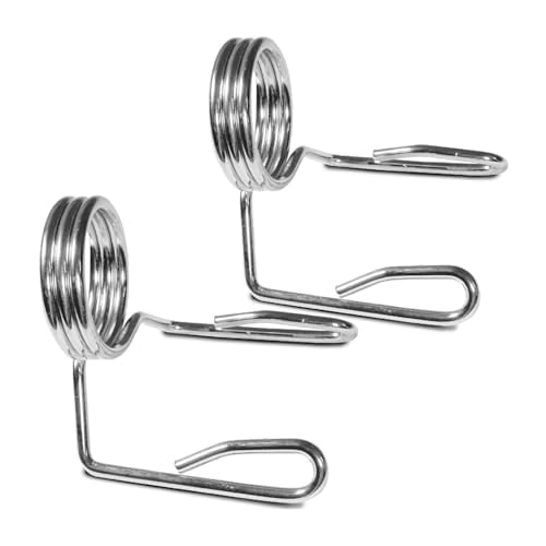 2 Pack Olympic Barbell Spring Clips, 50mm Diameter, Chrome Finished, 3 ...