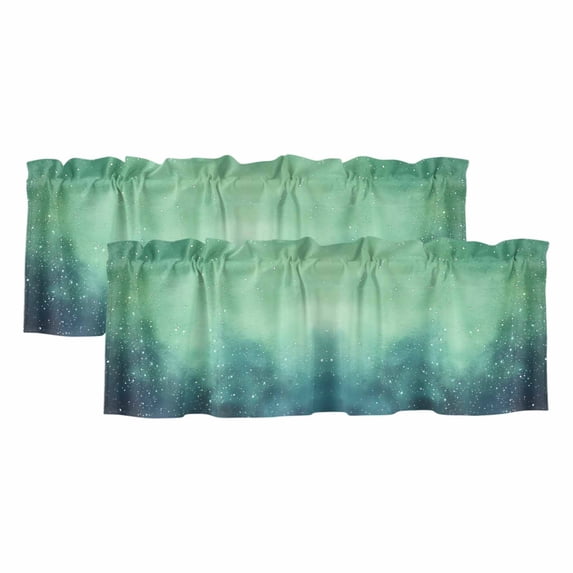 2 Pack Ombre Green Cloud Sky Valance for Window Starry Night Sky ...