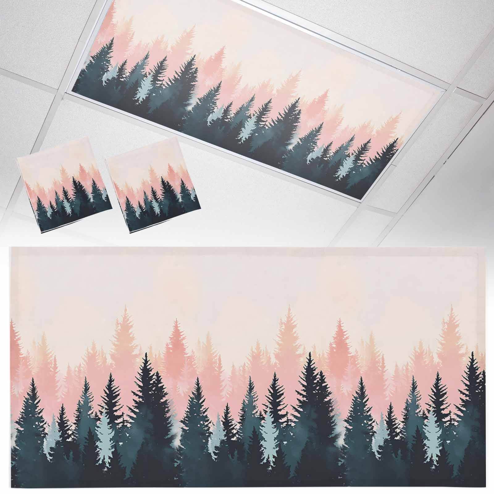 2 Pack Ombre Green Pink Forest Fluorescent Light Covers for Ceiling ...