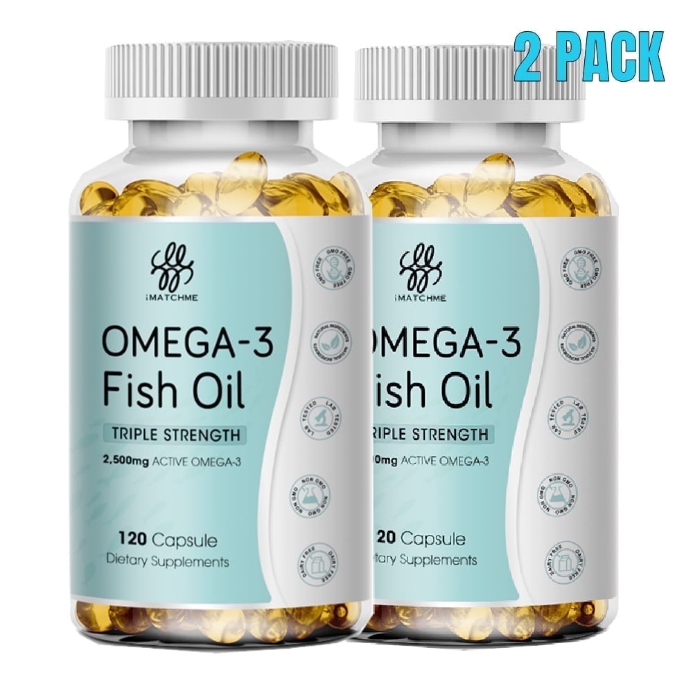 （2 Pack) Omega 3 Fish Oil Capsules 2500MG | Deep Sea Oil Rich EPA & DHA VE Vegetarian Improve ...