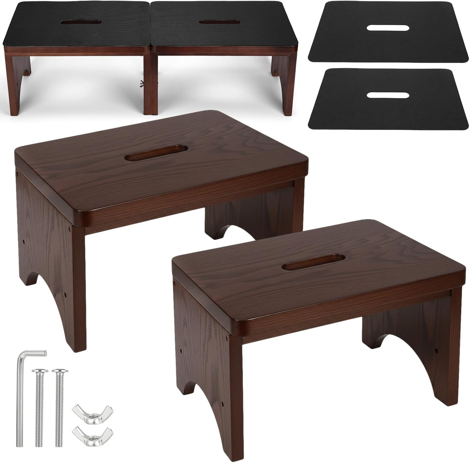 2 Pack One-Step Stool for Adults Seniors, Pre-Installation Extra Wide ...