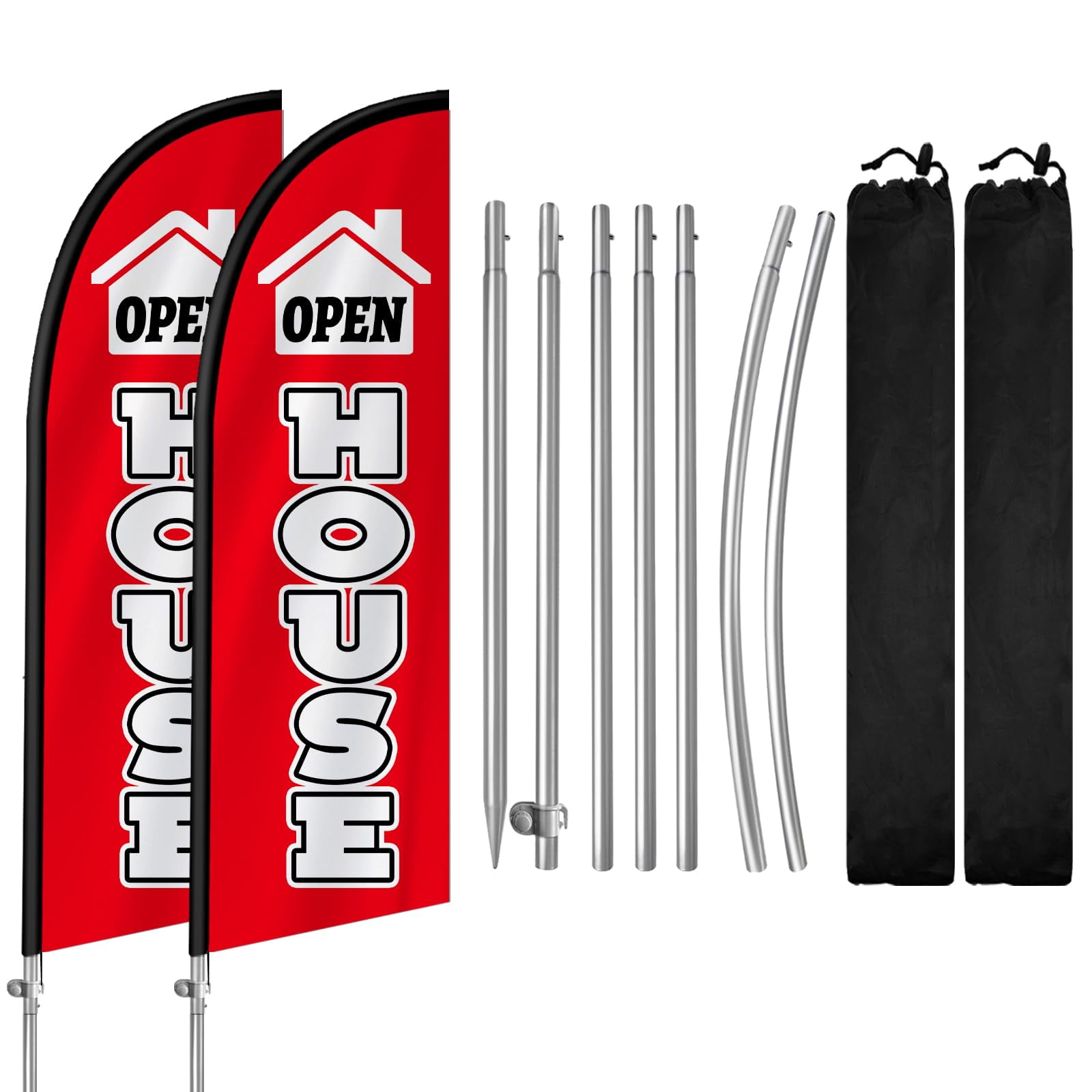 2 Pack Open House HMF23 Flags, 8FT Open House Signs for Real Estate ...