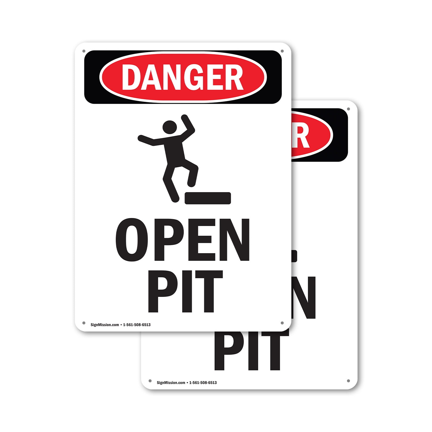 (2 Pack) Open Pit OSHA Danger Sign 7 Inch X 10 Inch Indoor / Outdoor ...