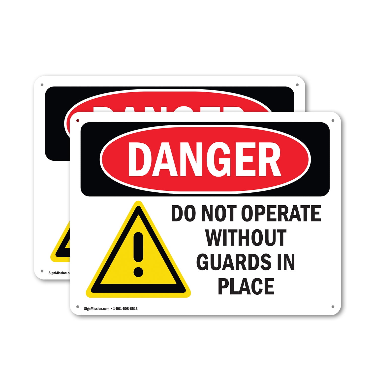 (2 Pack) Do Not Operate Without Guards In Place OSHA Danger Sign 24 ...