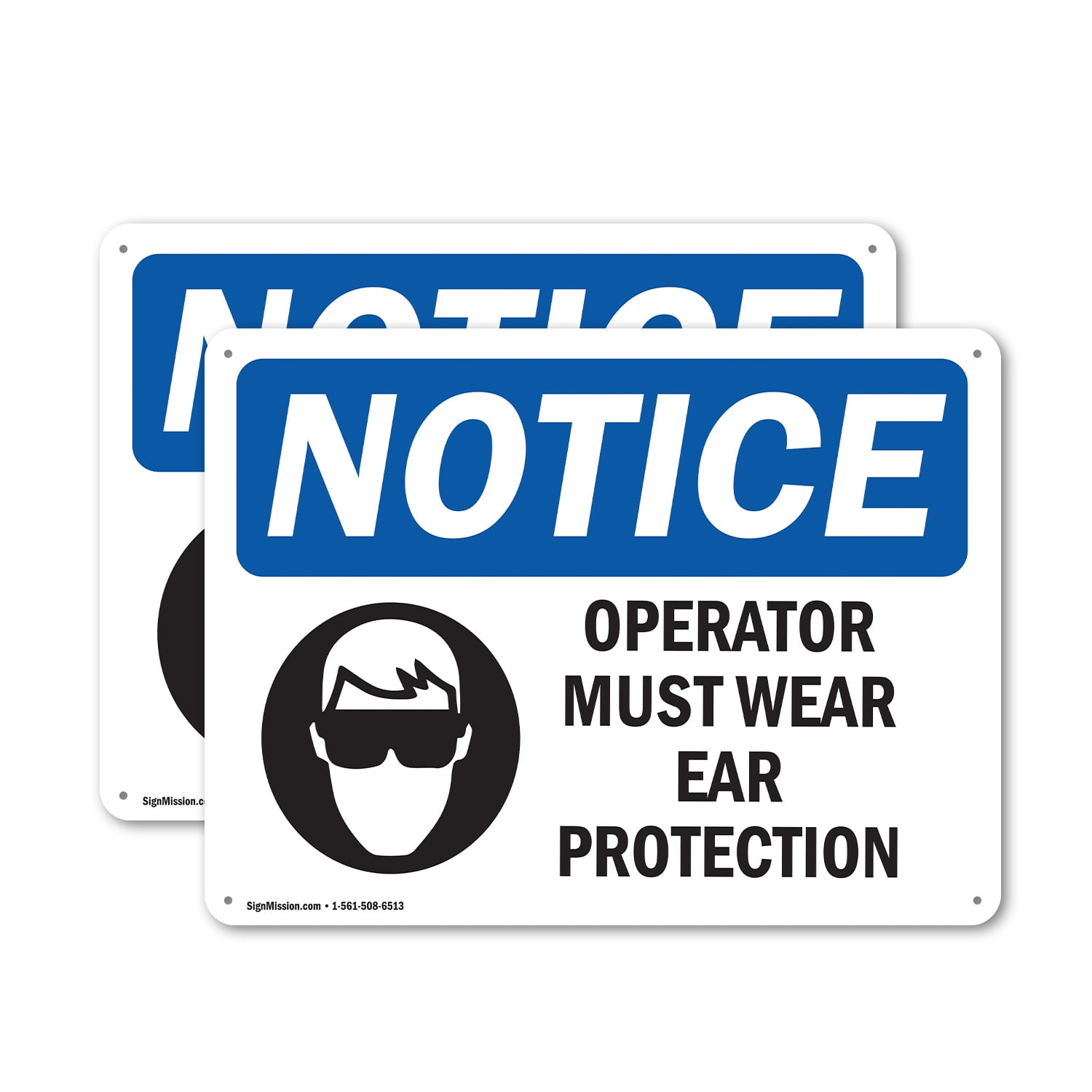 (2 Pack) Operator Must Wear Ear Protection OSHA Notice Sign 18 Inch X ...
