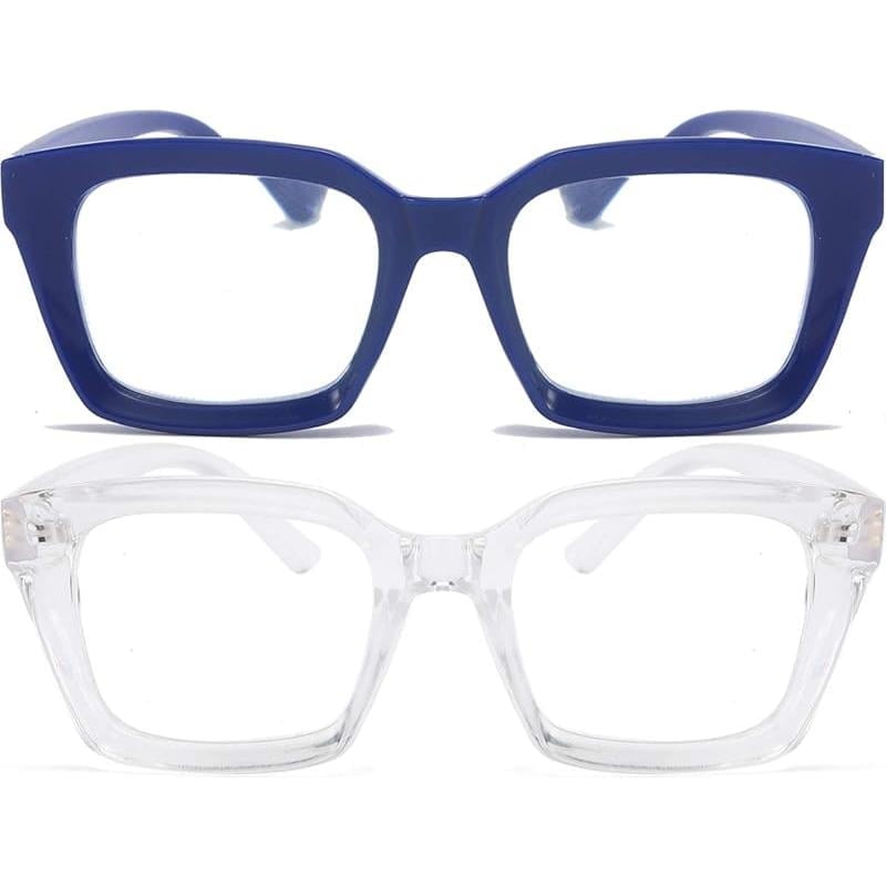 2 Pack Oprah Style Oversized Reading Glasses for Women Men Blue Light ...
