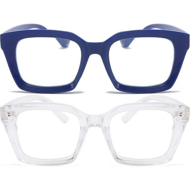 2 Pack Oprah Style Oversized Reading Glasses for Women Men Blue Light ...