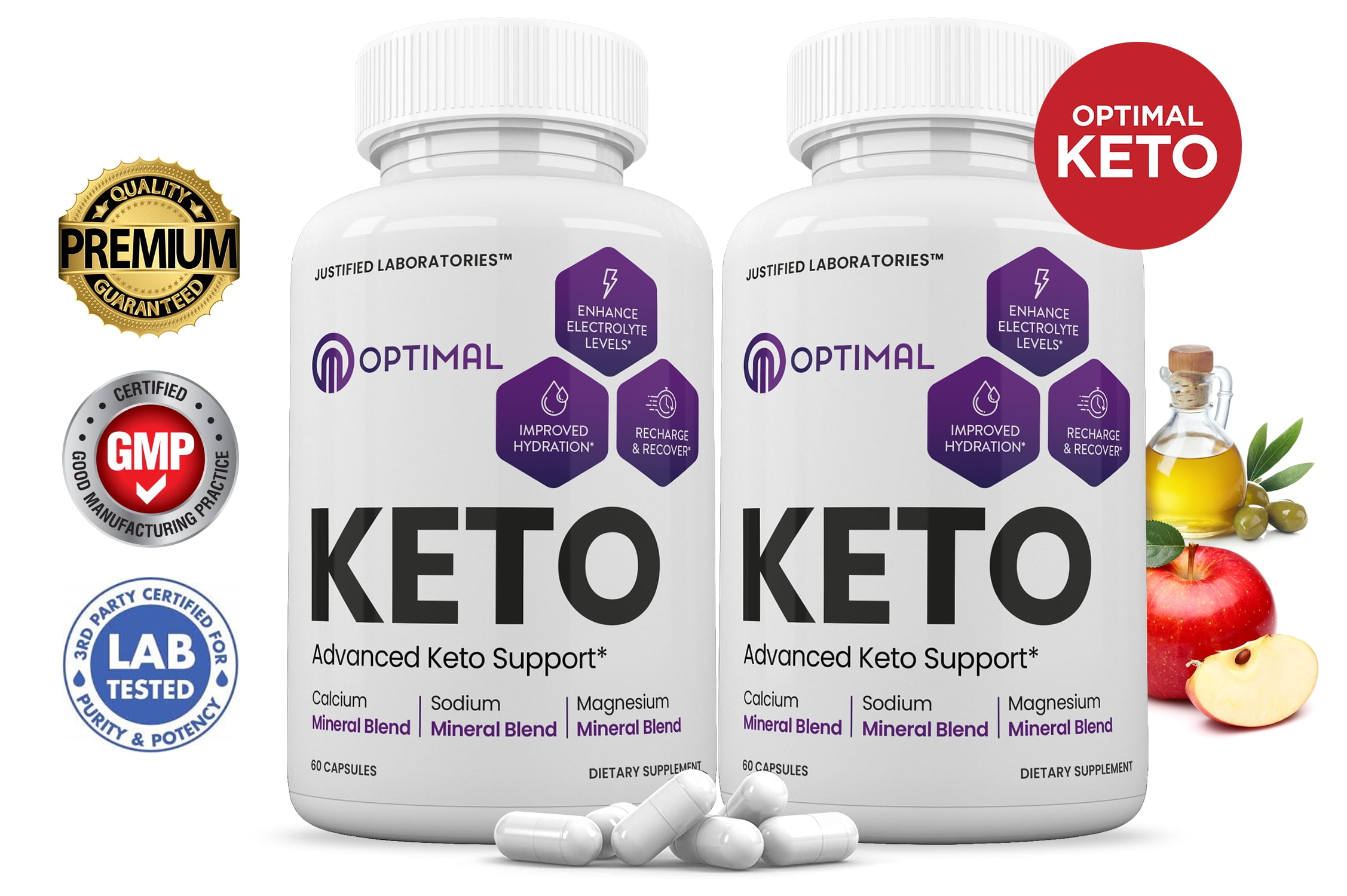 (2 Pack) Optimal Keto ACV Pills 1275mg Alternative to Gummies Dietary ...