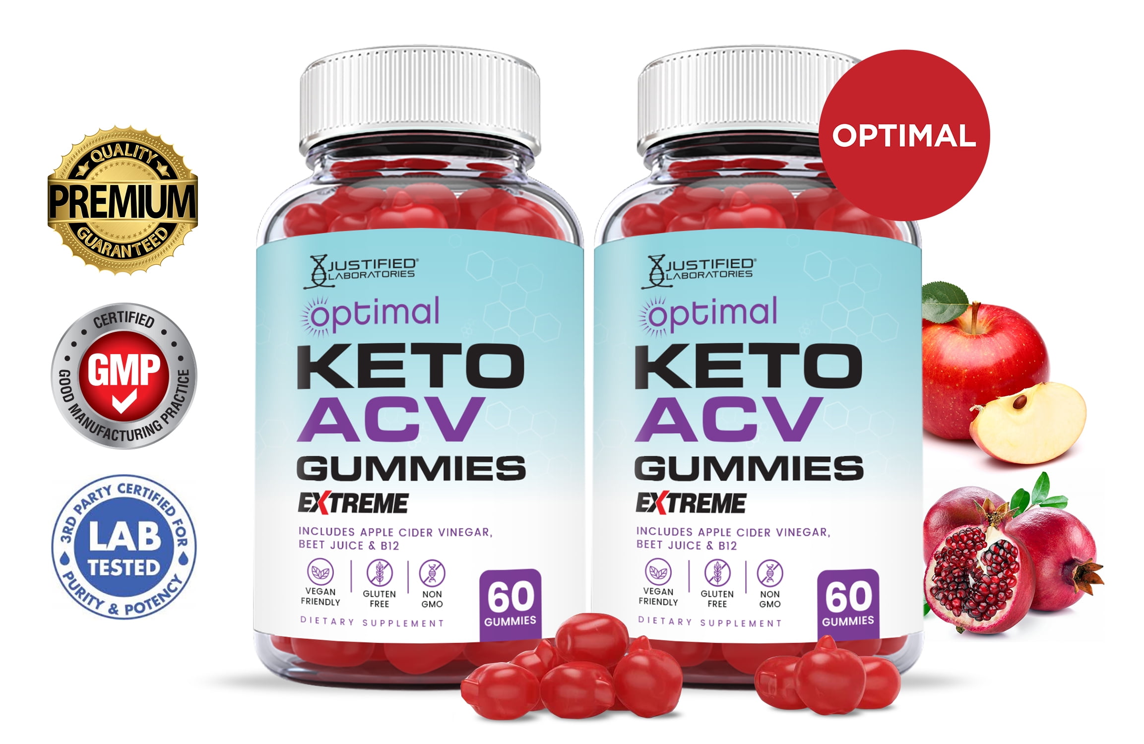 (2 Pack) Optimal Keto Extreme ACV Gummies 2000mg Dietary Supplement 120 ...