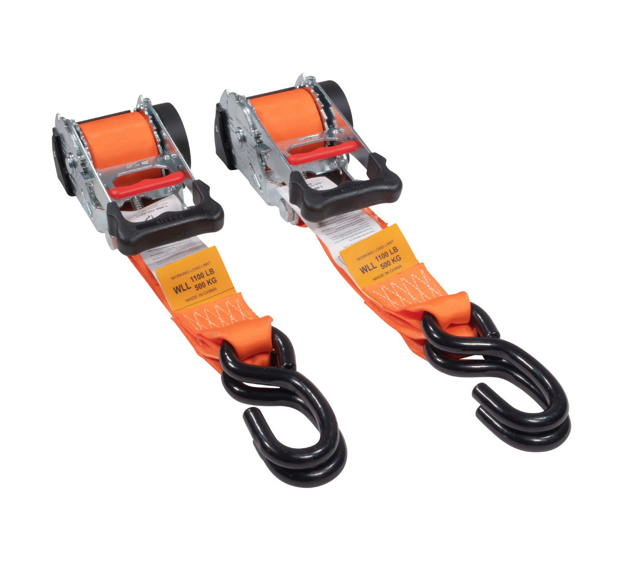(2 Pack) Orange 2" x10' Auto Retract Ratchet Straps | Quick n Easy ...