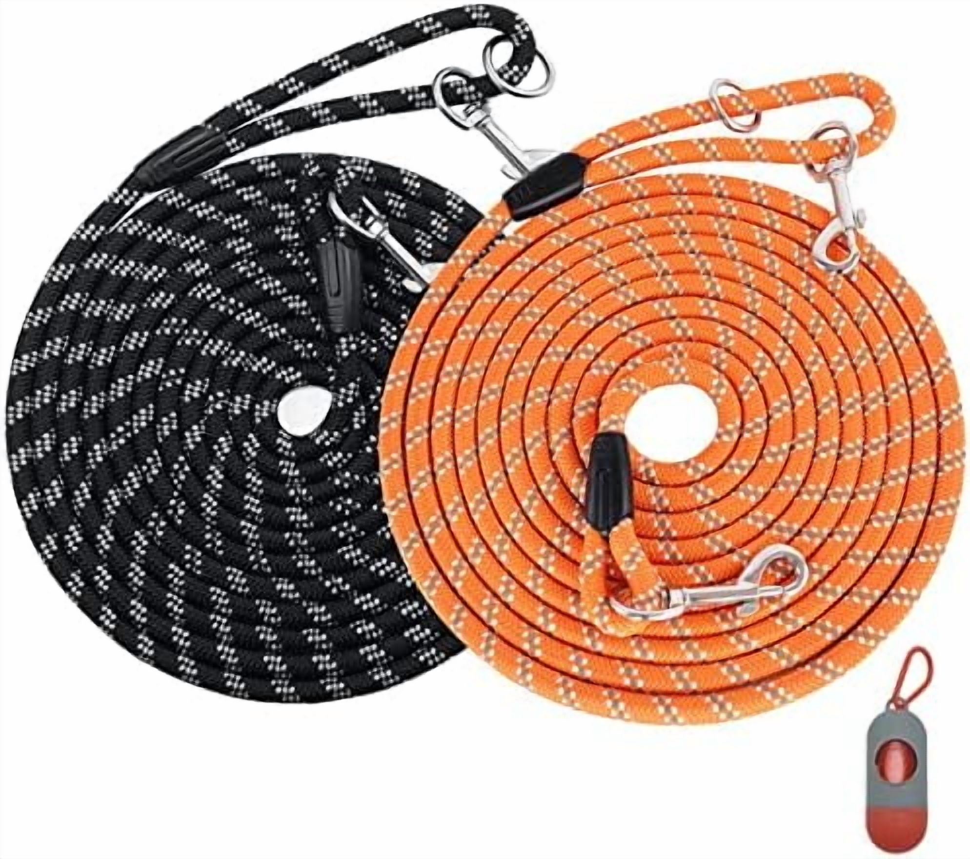 2 Pack Orange&Black 20FT Long Dog Leashes,Heavy Duty Dog Tie Out Leads ...