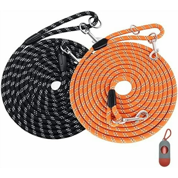 2 Pack Orange&Black 20FT Long Dog Leashes,Heavy Duty Dog Tie Out Leads ...
