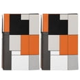 2 Pack Orange Black Kitchen Towels Gray Geometric Abstract Color Block ...