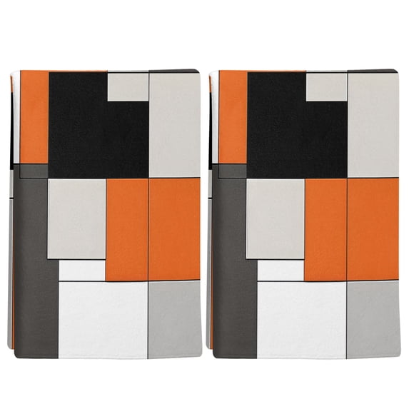 2 Pack Orange Black Kitchen Towels Gray Geometric Abstract Color Block ...