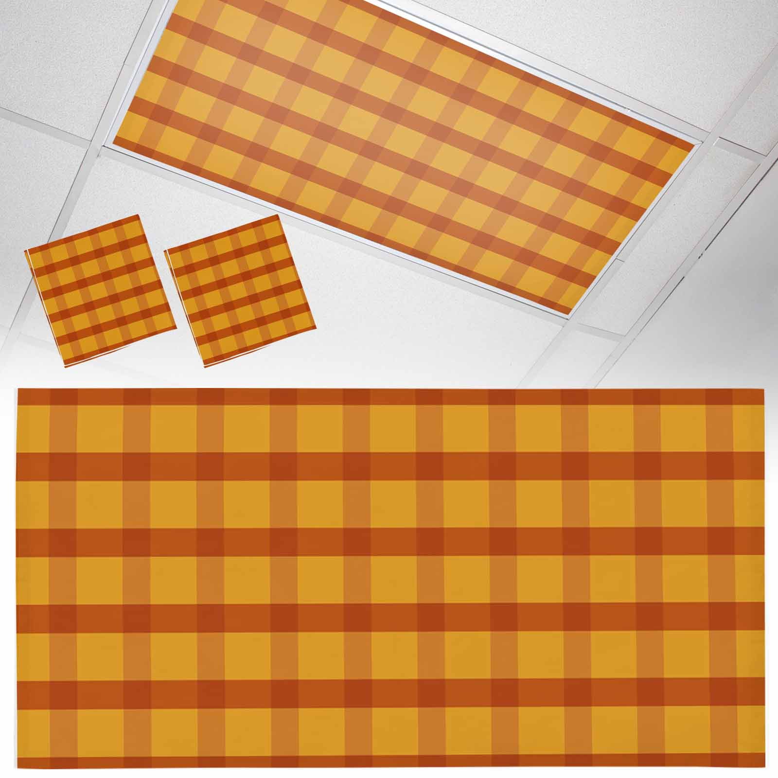 2 Pack Orange Buffalo Plaid Fluorescent Light Covers for Ceiling Lights ...