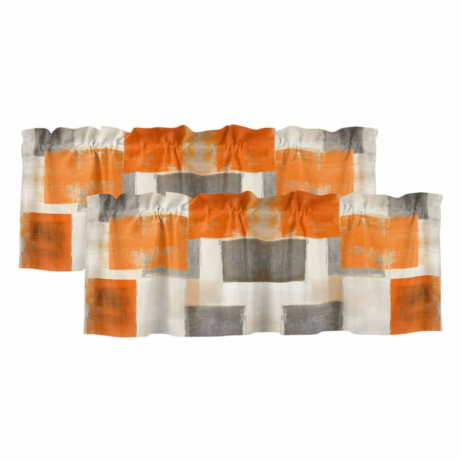 2 Pack Orange Gray Paint Valance for Window Abstract Mottled Oil ...