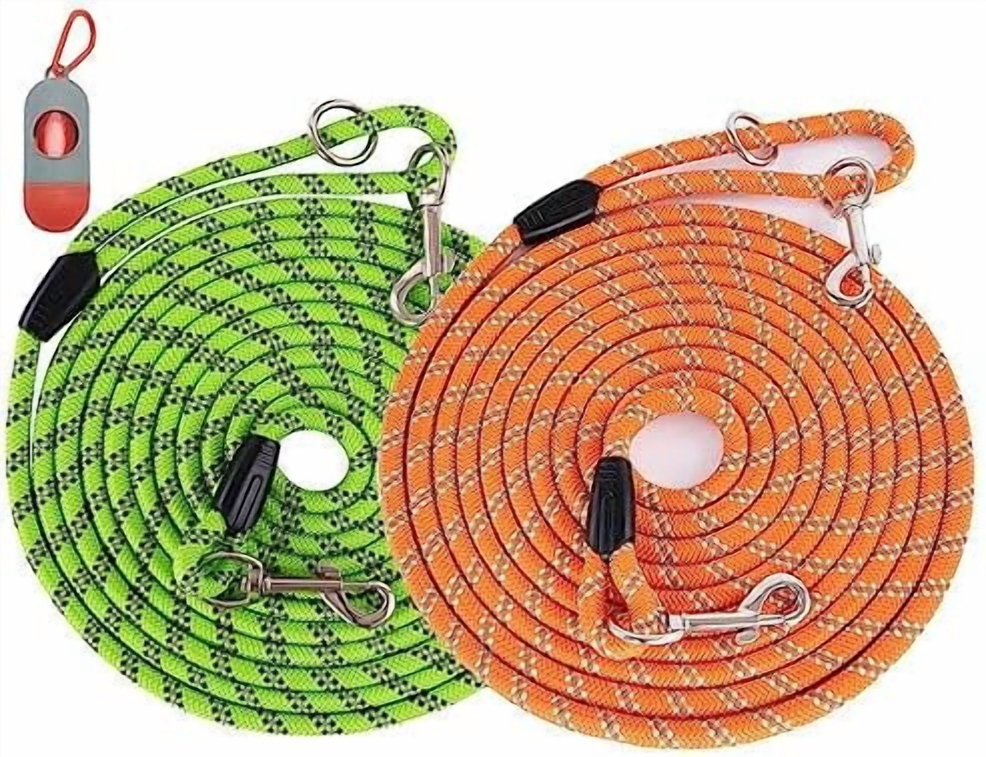 2 Pack Orange&Green 20FT Long Dog Leashes That Pull,Heavy Duty Dog Lead ...