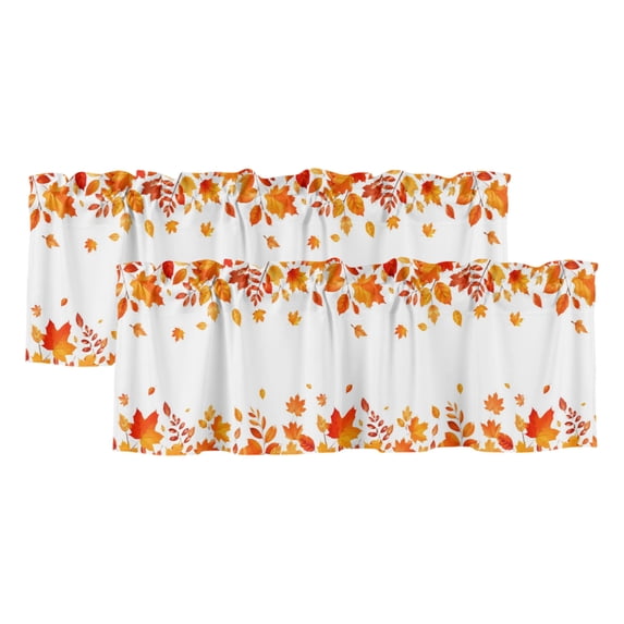 2 Pack Orange Maple Leaves Fall Valances for Windows Bedroom Living ...