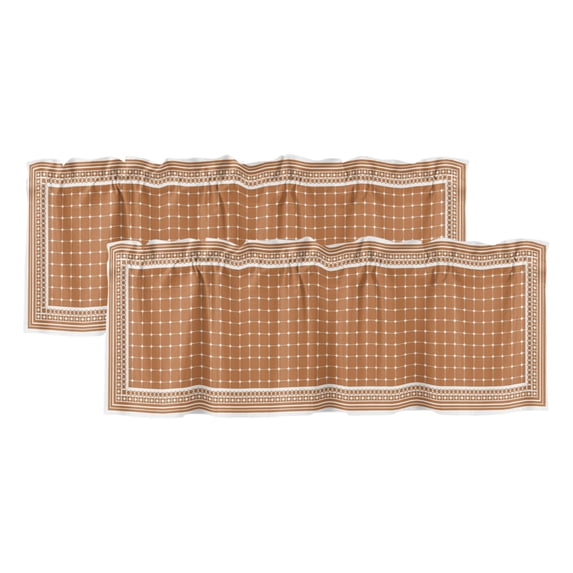 2 Pack Orange Plaid Valance for Window Country Rustic Farmhouse ...