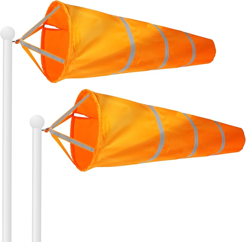 2 Pack: Orange Windsock 60 Inch | Printed 210D Polyester | Heavy Duty ...