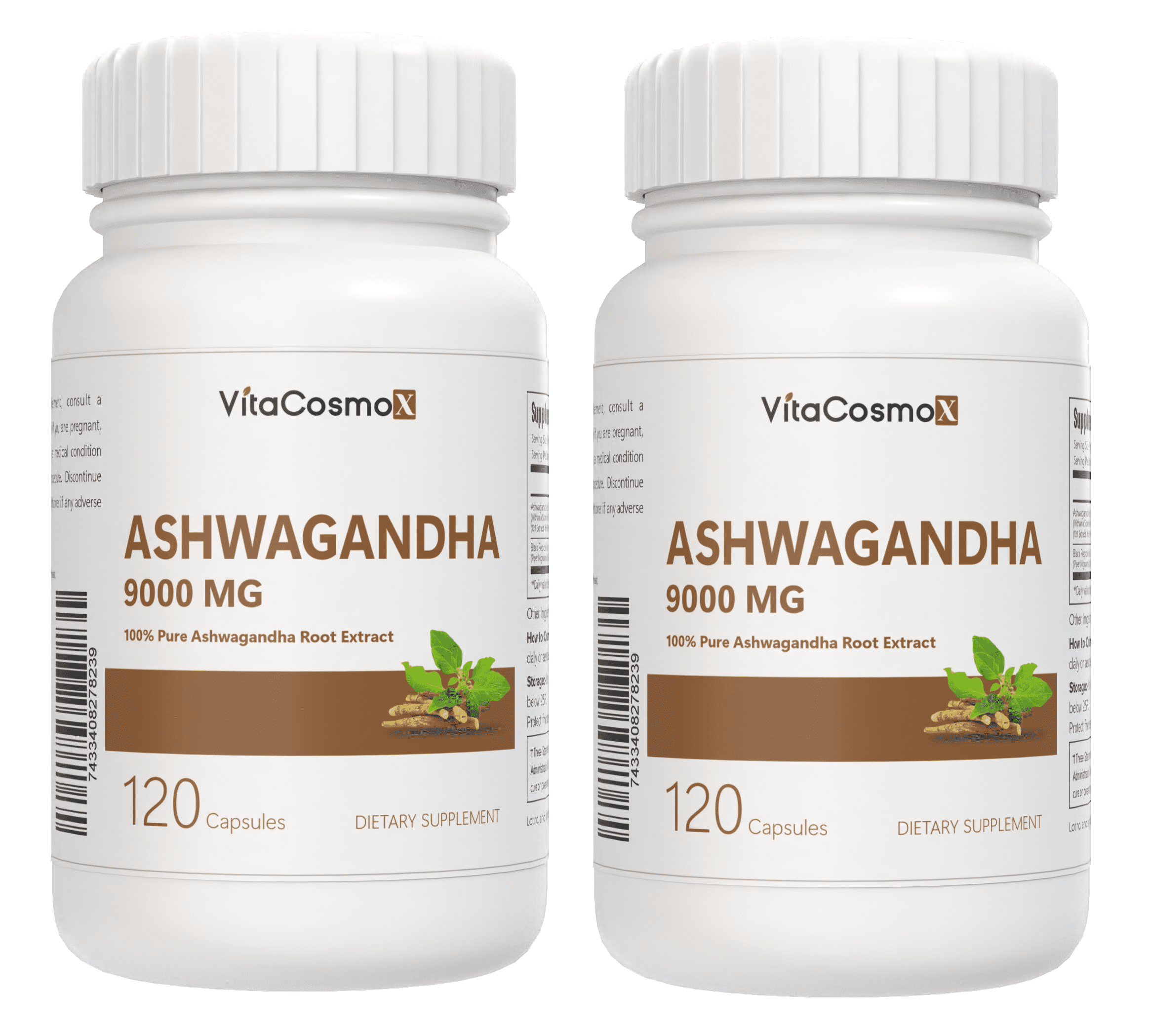 2 Pack Organic Ashwagandha Capsules 1600mg - 120 Vegan Pills - for ...