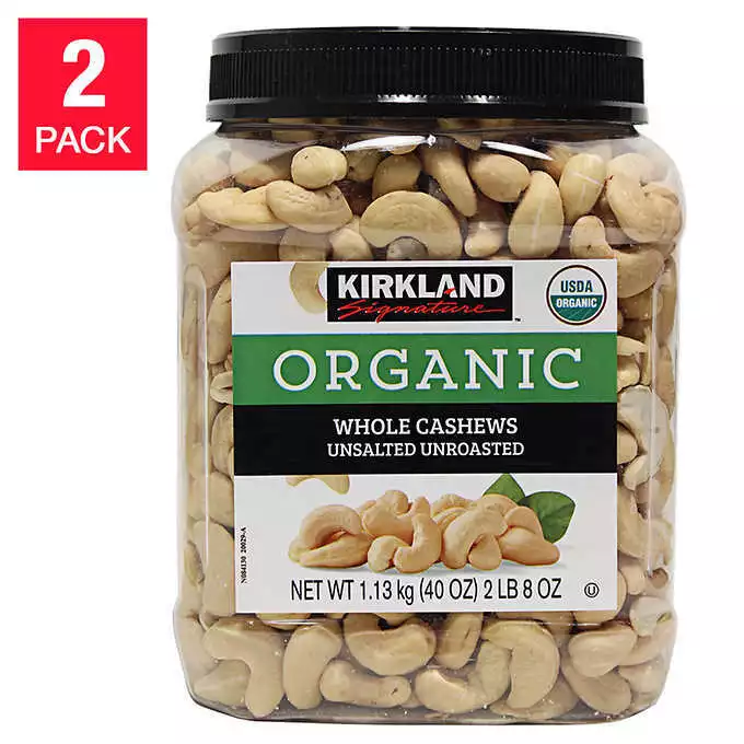 2 Pack Organic Whole Cashews Unsalted Unroasted – 40 oz Each (Total 80 ...
