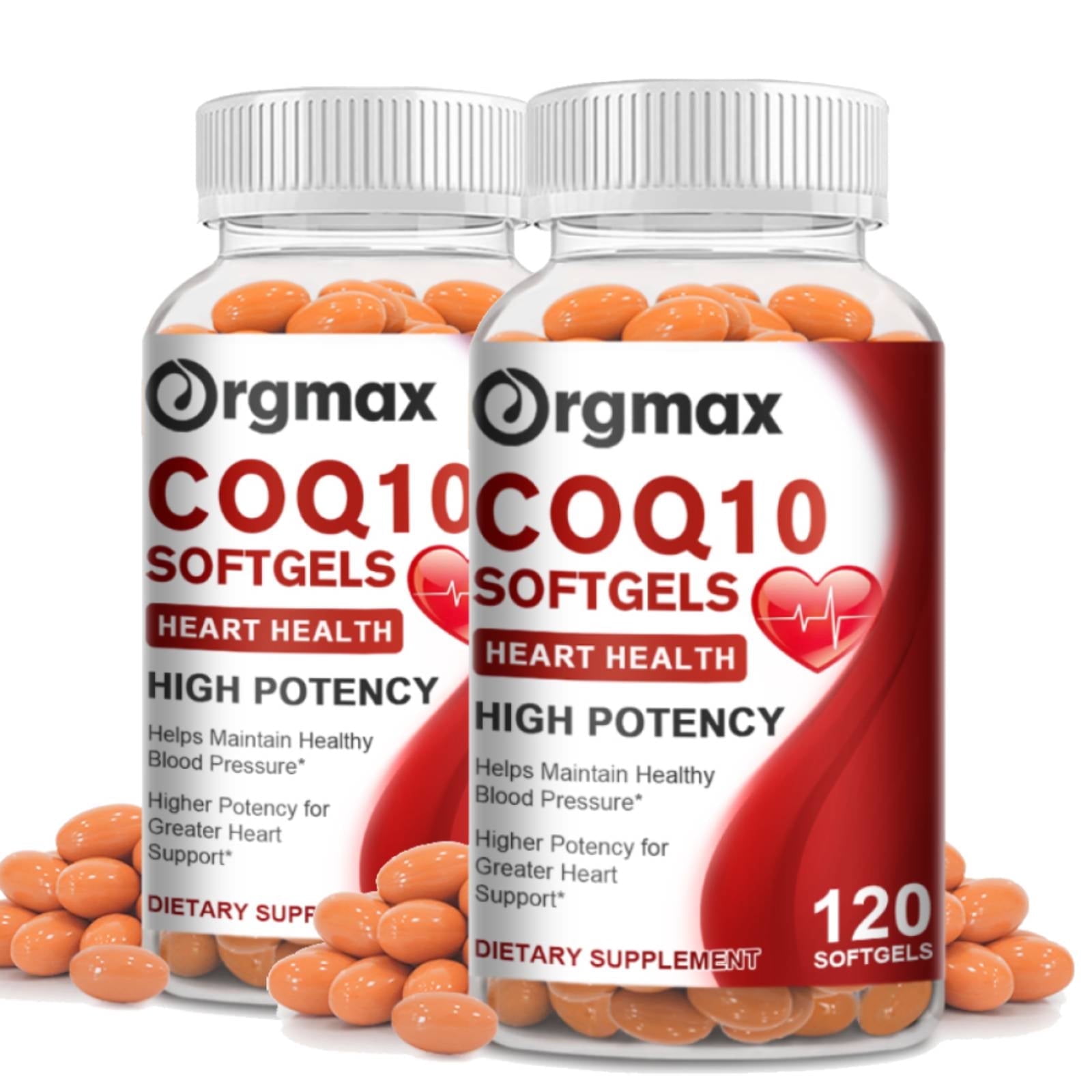 (2 Pack) Orgmax COQ10 Capsules Coenzyme Q10 200mg Supports Heart Blood ...