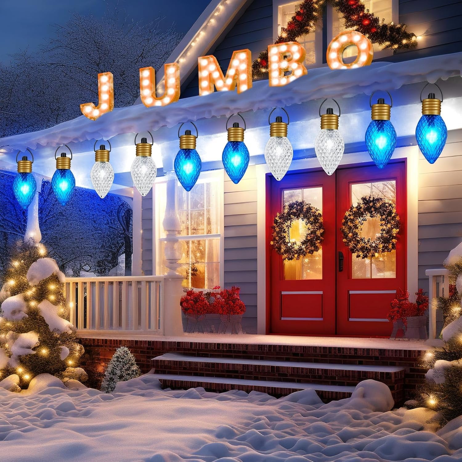 2 Pack Outdoor Christmas Decorations - Jumbo Xmas String Lights or ...