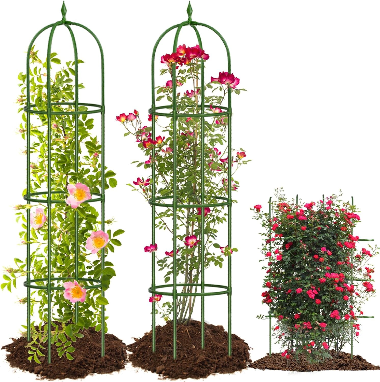 2-Pack Outdoor Climbing Plant Trellis, 59-Inch High Adjustable Garden ...