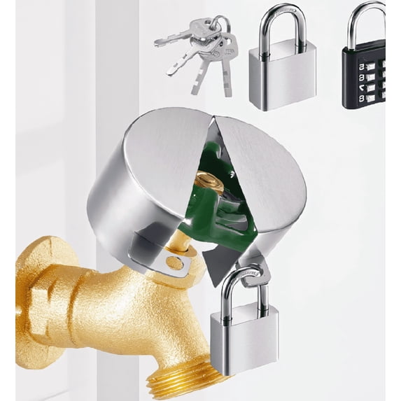 2 Pack Outdoor Faucet Spigot Lock, Stainless Steel with Key Lock and ...