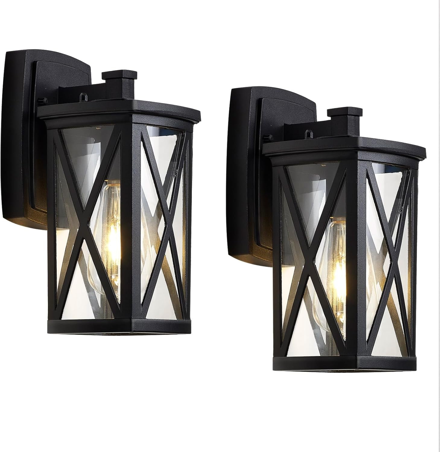 2 Pack Outdoor Light Fixtures Exterior Wall Sconce Porch Lights Outdoor Waterproof Black Wall ...