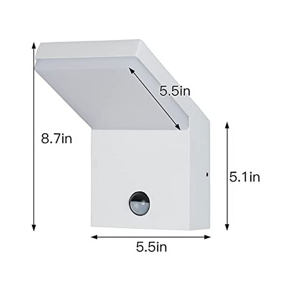 2 Pack Outdoor Motion Sensor Wall Sconce Light White LED Modern ...