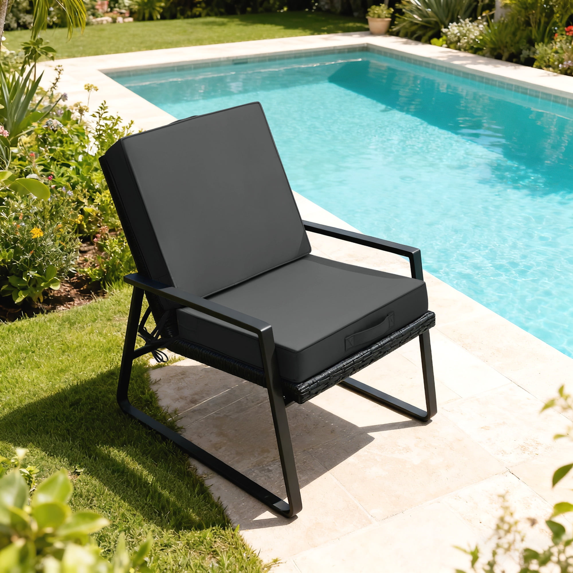 2-Pack Outdoor Patio Chair Cushions 16x16x3 Inch (48x48x8cm ...