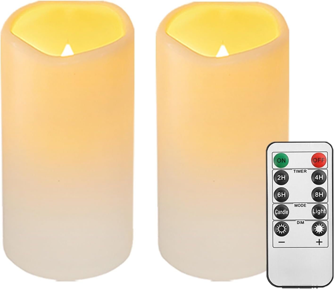 2 Pack Outdoor Plastic flameless Candles with Remote Control and Timer ...
