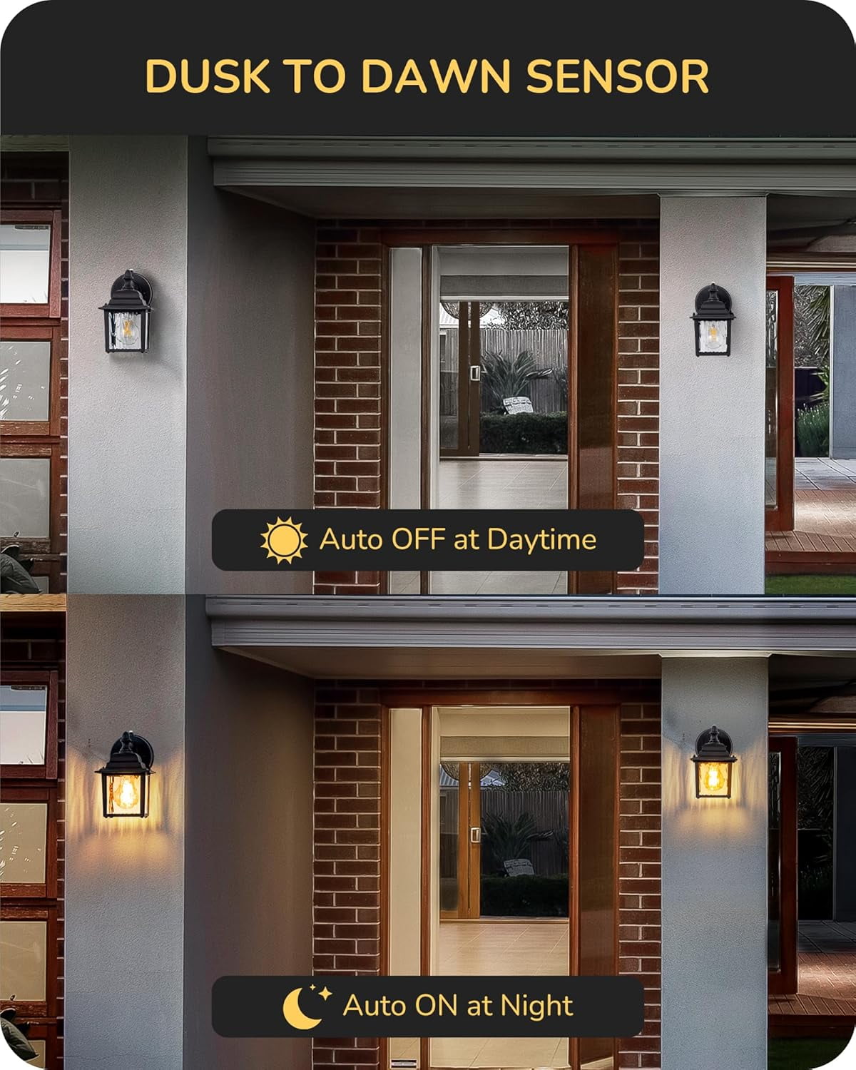 2 Pack Outdoor Porch Light, Dusk to Exterior Lighting Fixtures, Modern ...