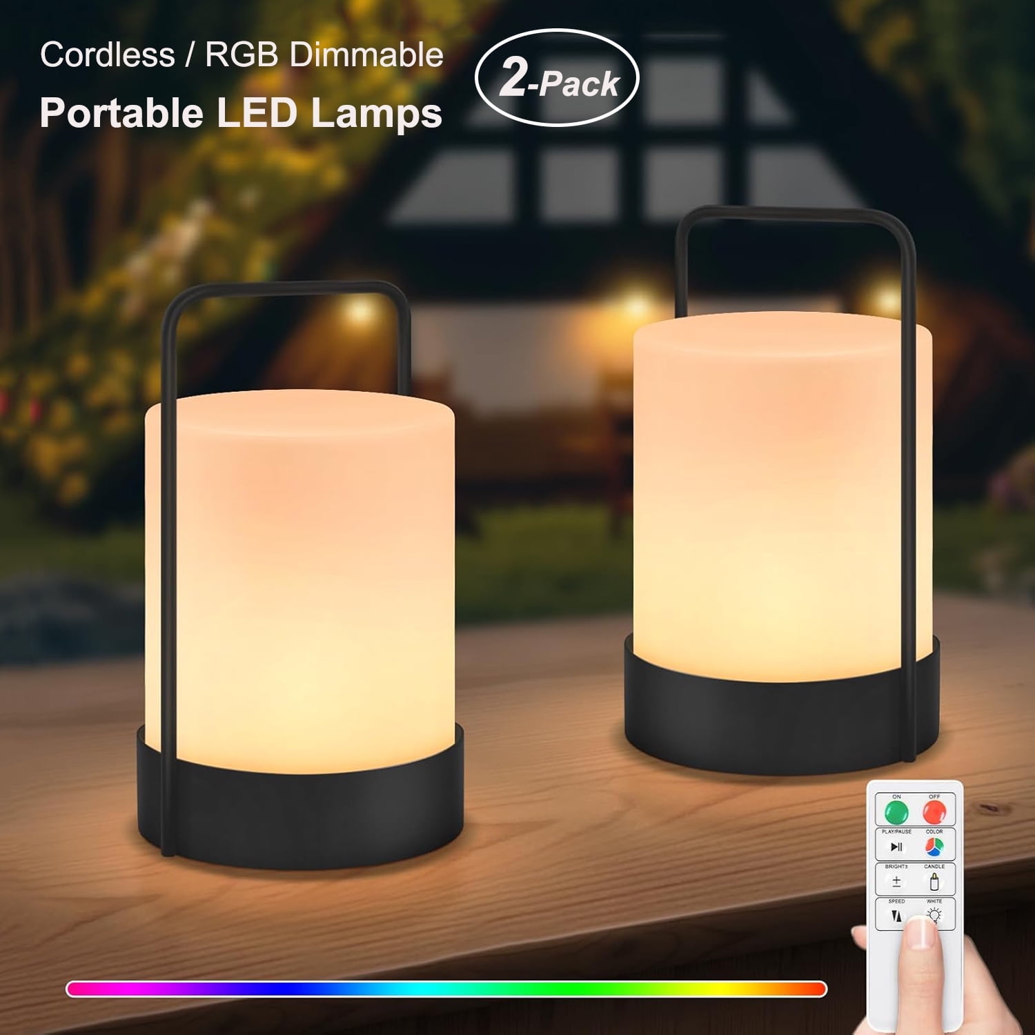 2-Pack Outdoor Portable Table Lamp USB Cordless Dimmable LED Night ...