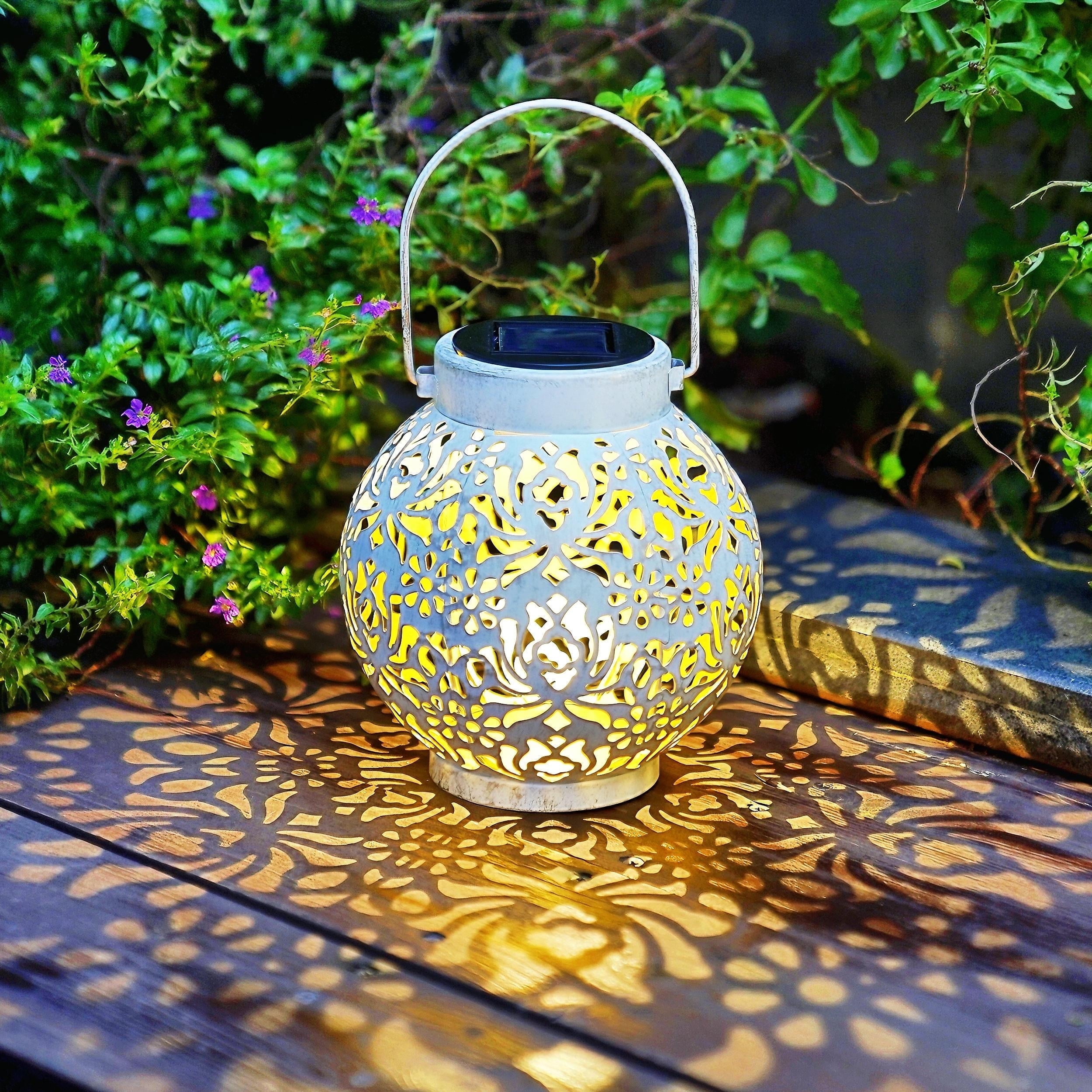ExcMark Outdoor Solar Hanging Lantern Lights Metal LED Decorative for ...