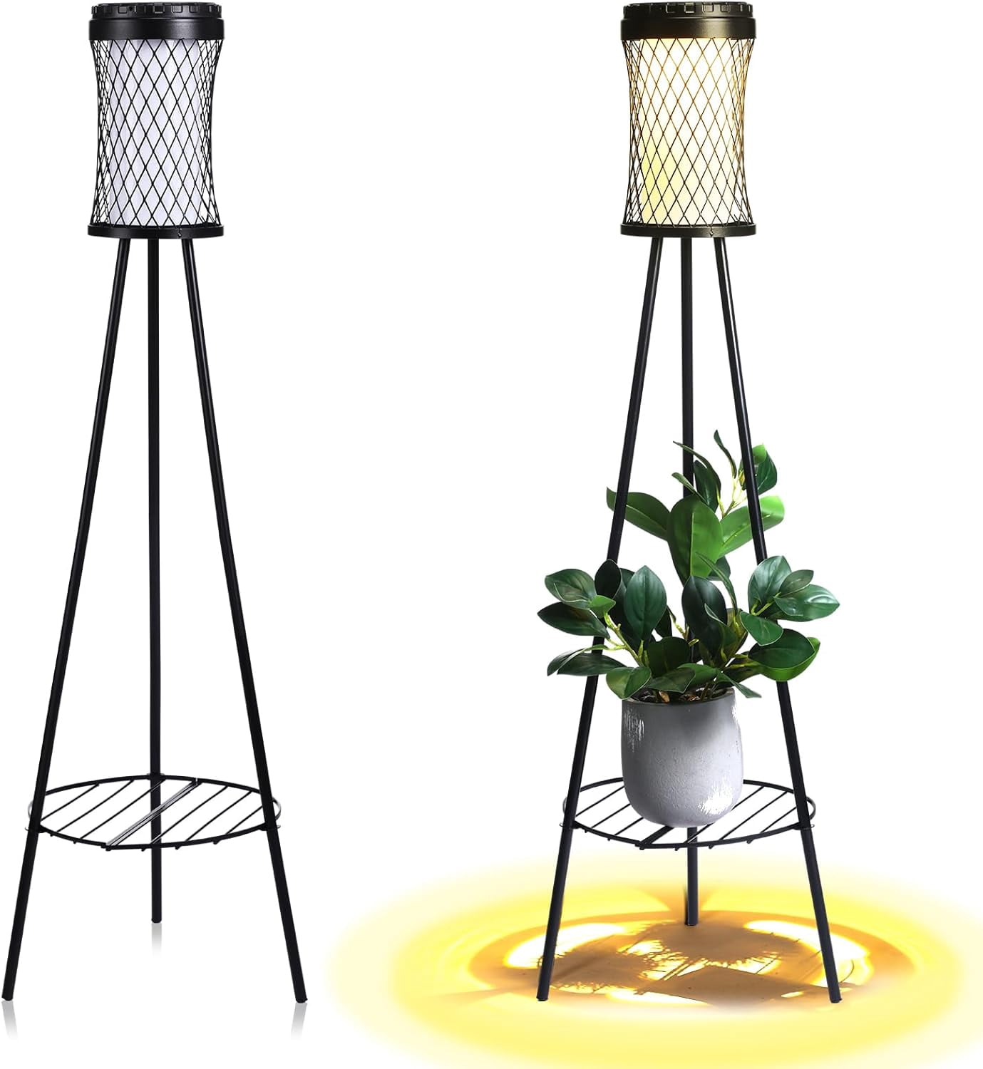 2 Pack Outdoor Solar Lamps Plant Stand 37.8" Metal Solar Floor Lamps ...