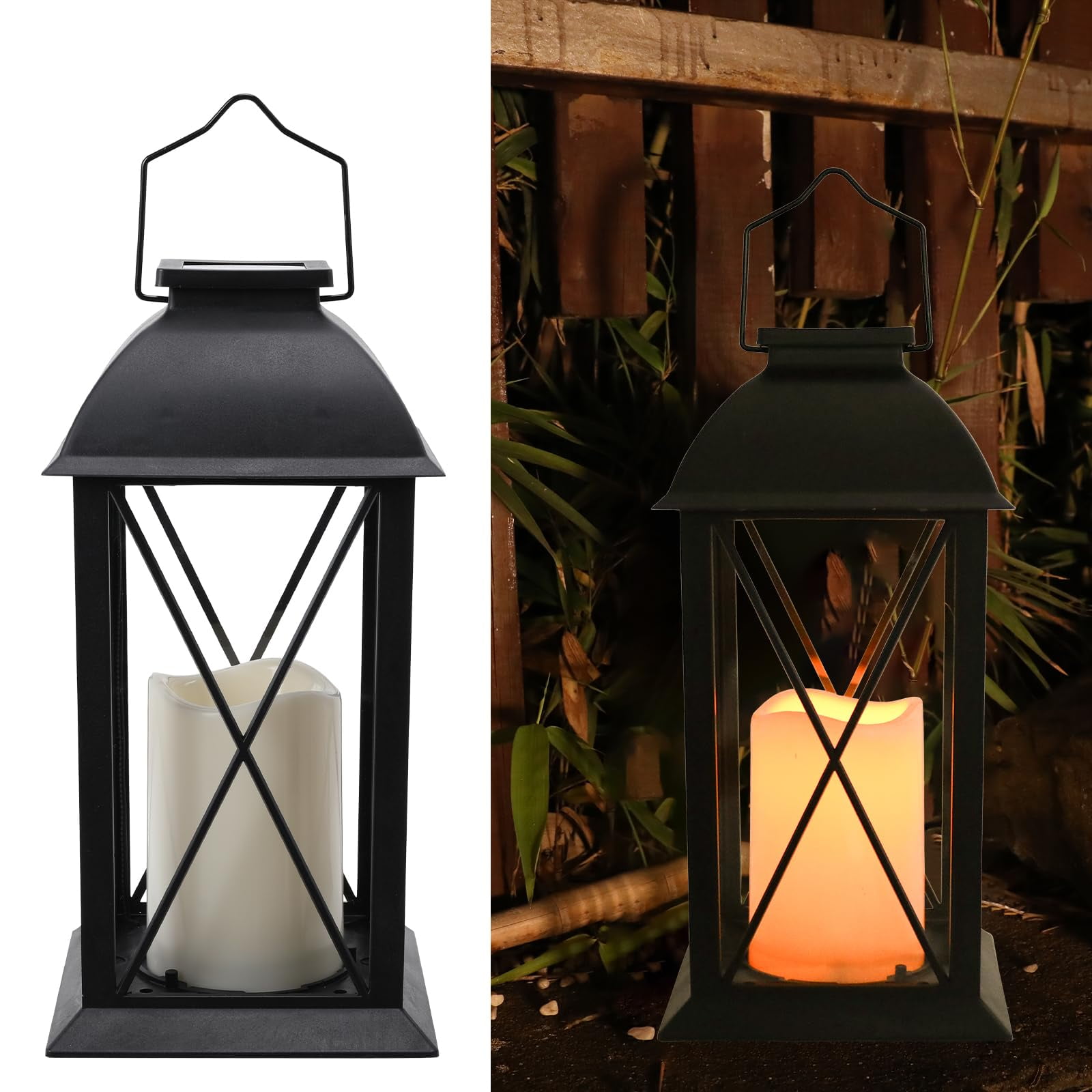 2 Pack Outdoor Solar Lantern 12" Battery Hanging Lanterns Waterproof ...