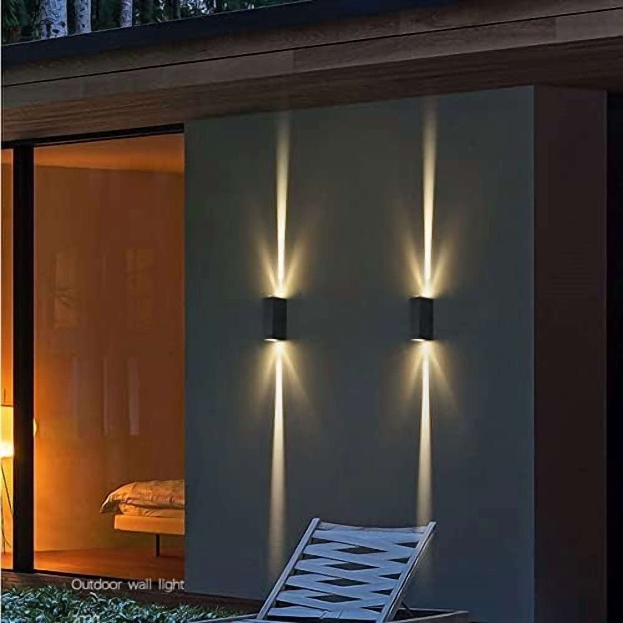 2 Pack Outdoor Spotlight Wall Light Waterproof Wall Sconces Alumiblack ...