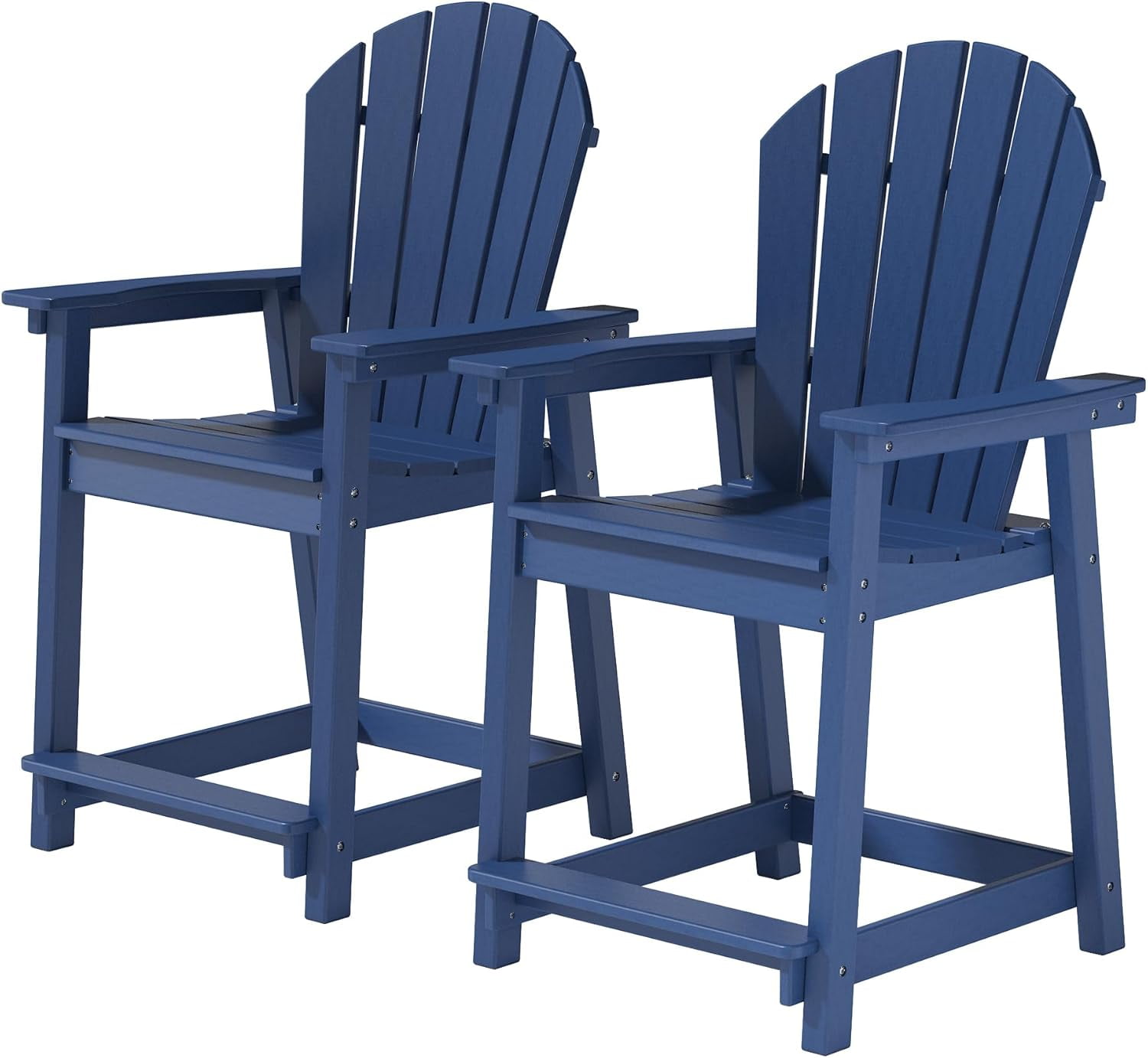 2 Pack Outdoor Tall Adirondack Chair, Patio Bar Stool Chair with High ...