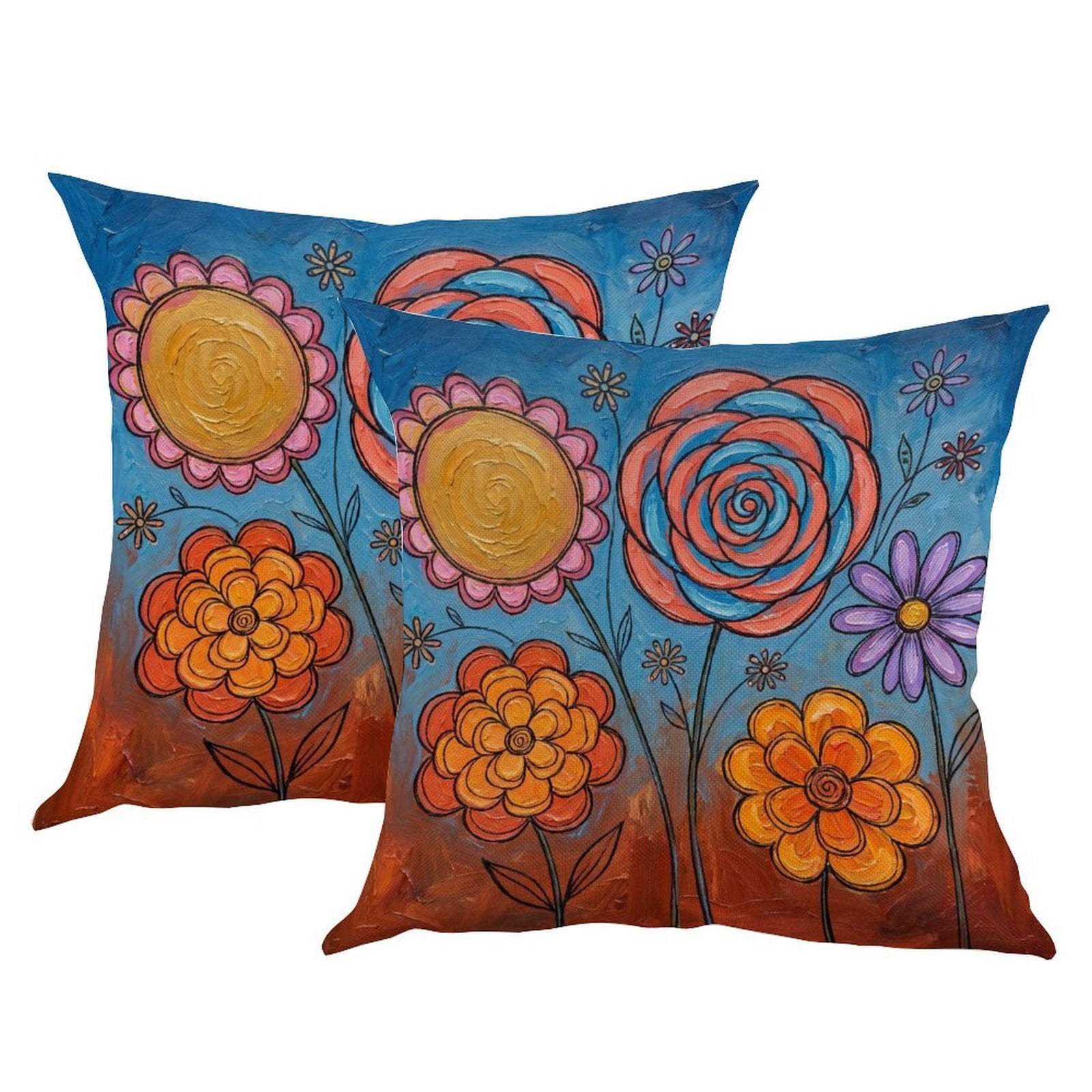 2 Pack Outdoor Throw Pillow Covers, Square Waterproof Decorative Pillow ...