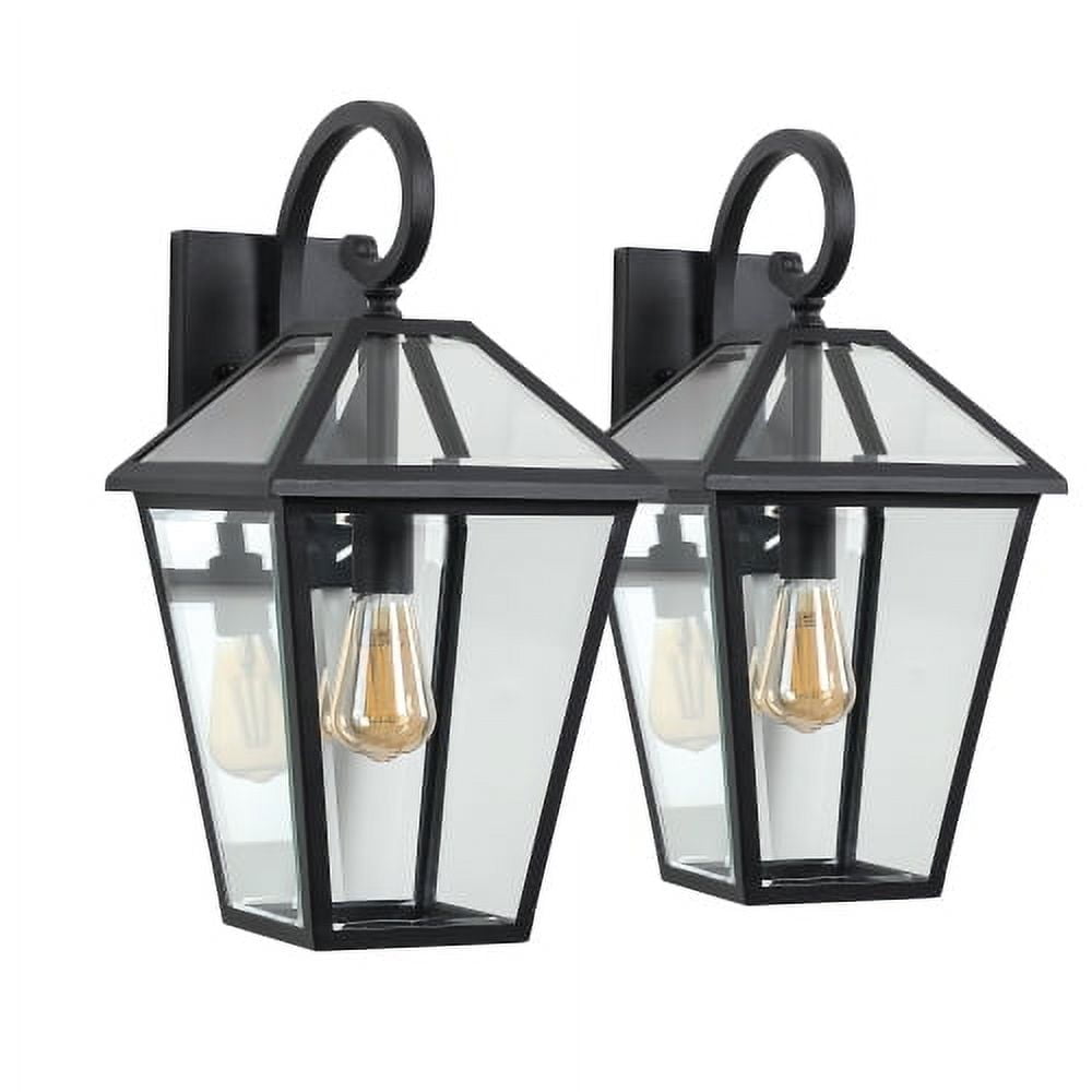 2-Pack Outdoor Wall Lanterns, Black Finish Weatherproof Wall Sconce ...