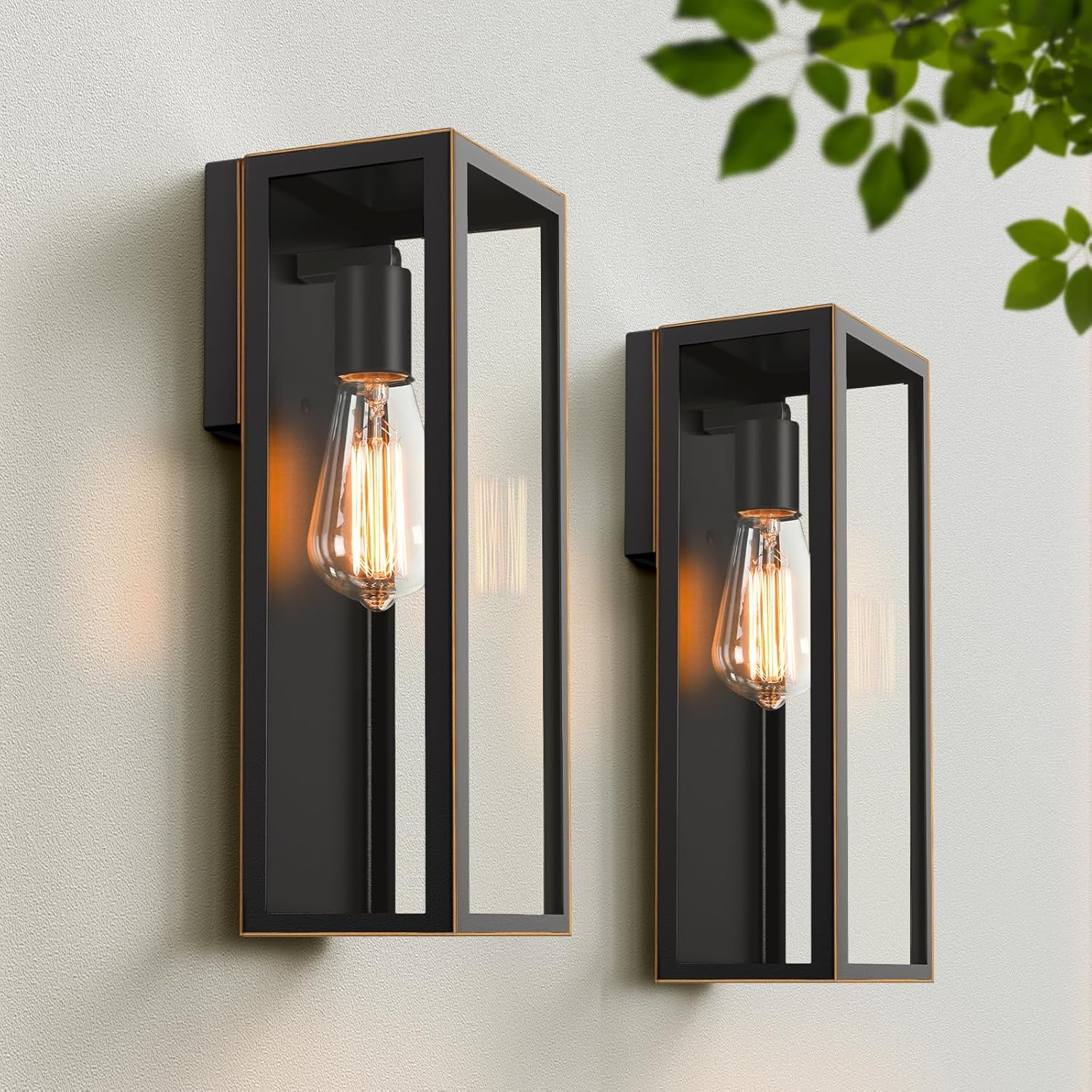 2-Pack Outdoor Wall Lanterns, Exterior Waterproof Wall Sconce with ...