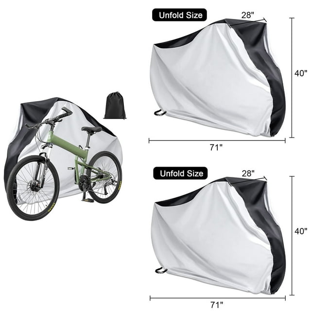 2 Pack Heavy Duty Waterproof Bike Covers, 210D Oxford Rain Protector ...