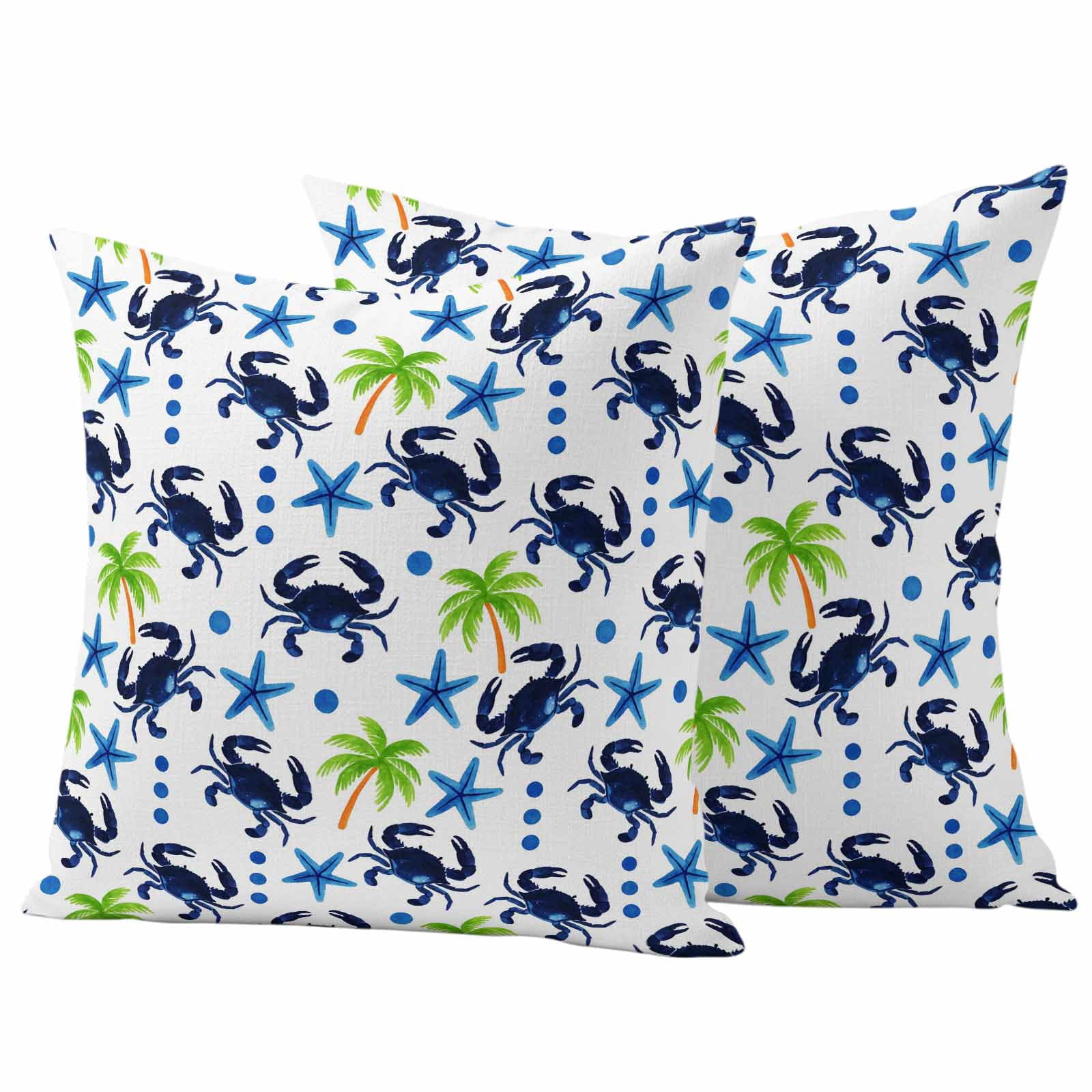 2 Pack Outdoor Waterproof Throw Pillow Covers,Abstract Blue Crab ...