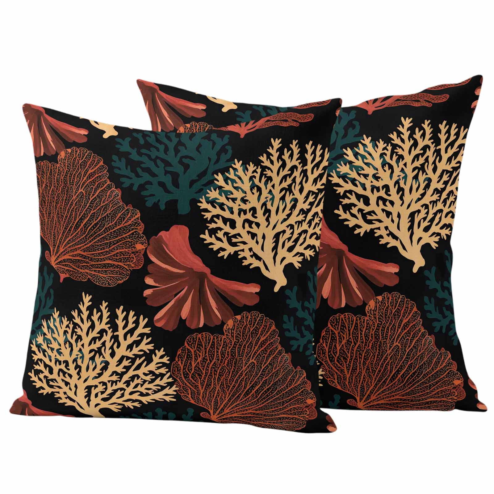2 Pack Outdoor Waterproof Throw Pillow Covers,Abstract Ocean Coral on ...