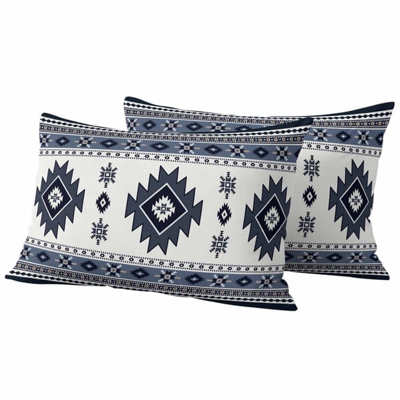 2 Pack Outdoor Waterproof Throw Pillow Covers,Aztec Dark Blue Bohemian ...