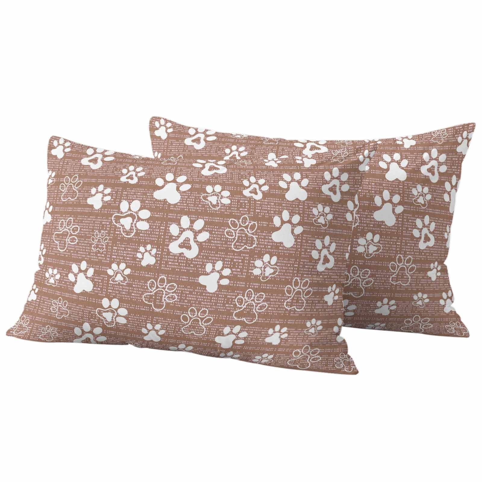 2 Pack Outdoor Waterproof Throw Pillow Covers,Brown Dog Paw Abstract ...